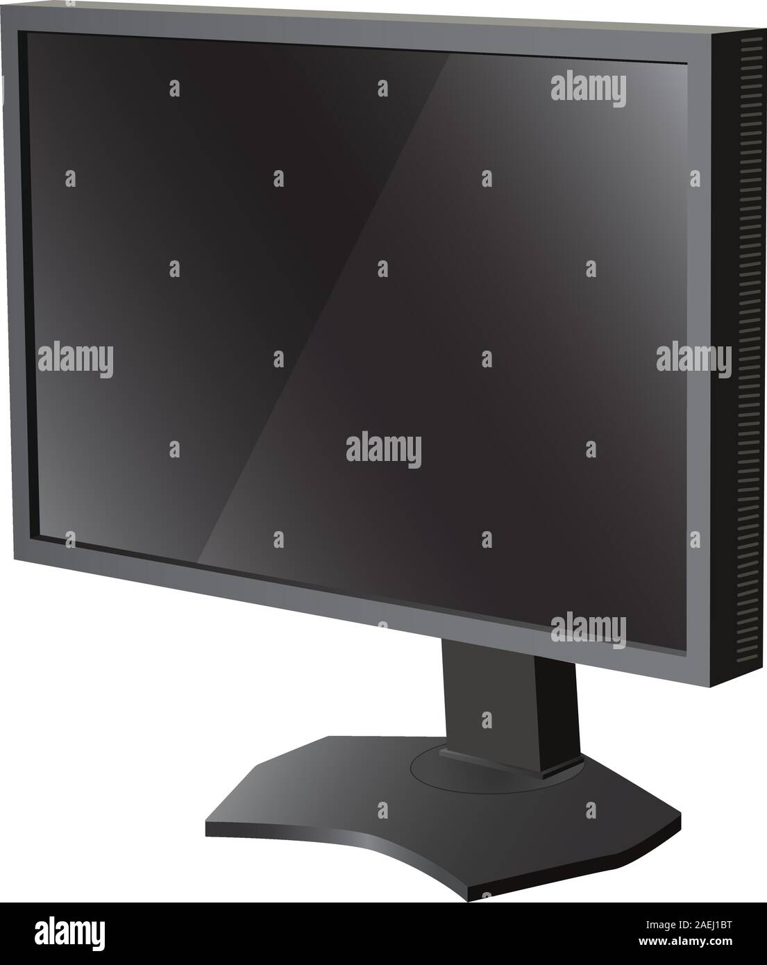 Black lcd tv monitor on white background. Vector illustration Stock ...