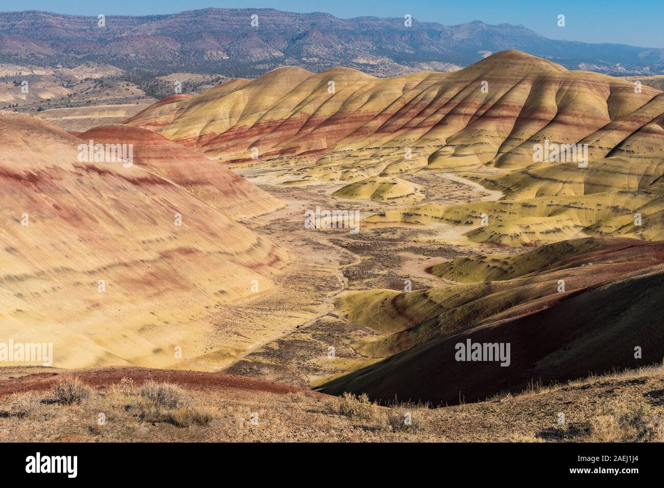 Views of the arid and colorful landscape of Painted Hills Stock Photo ...