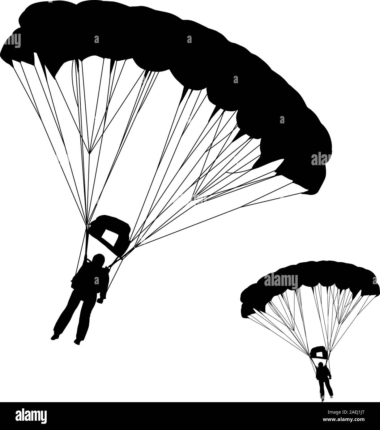 Skydiver, silhouettes parachuting vector illustration Stock Vector ...