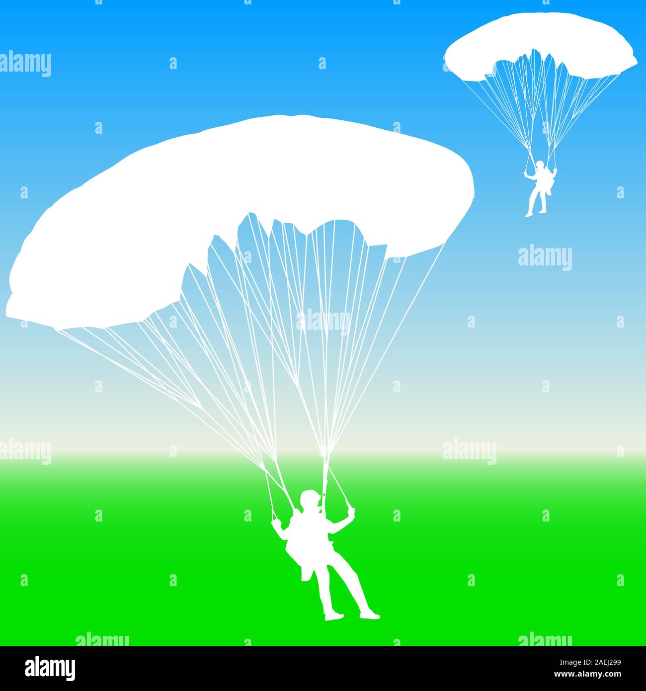 Skydiver, silhouettes parachuting vector illustration Stock Vector ...