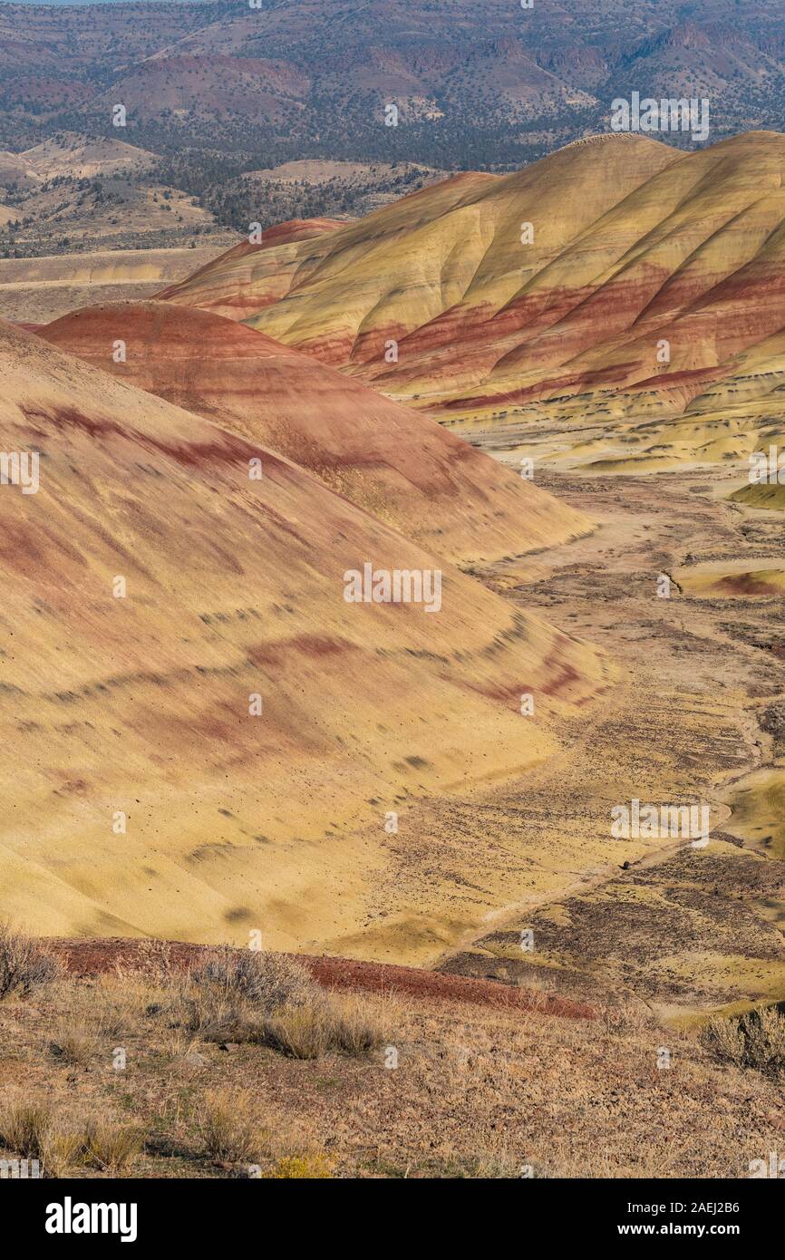Views of the arid and colorful landscape of Painted Hills Stock Photo ...