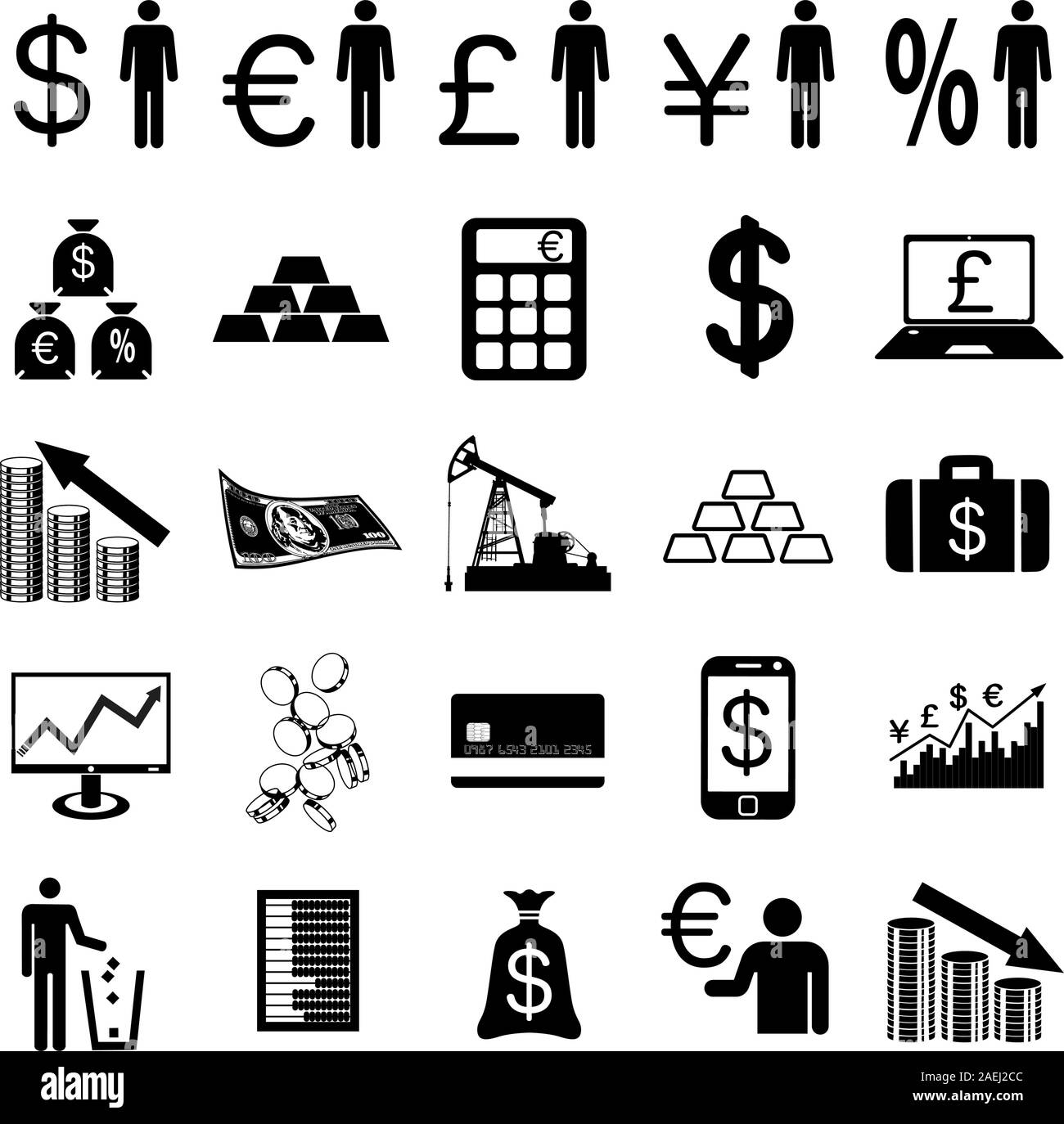 Collection flat icons. Finance symbols. Vector illustration Stock ...