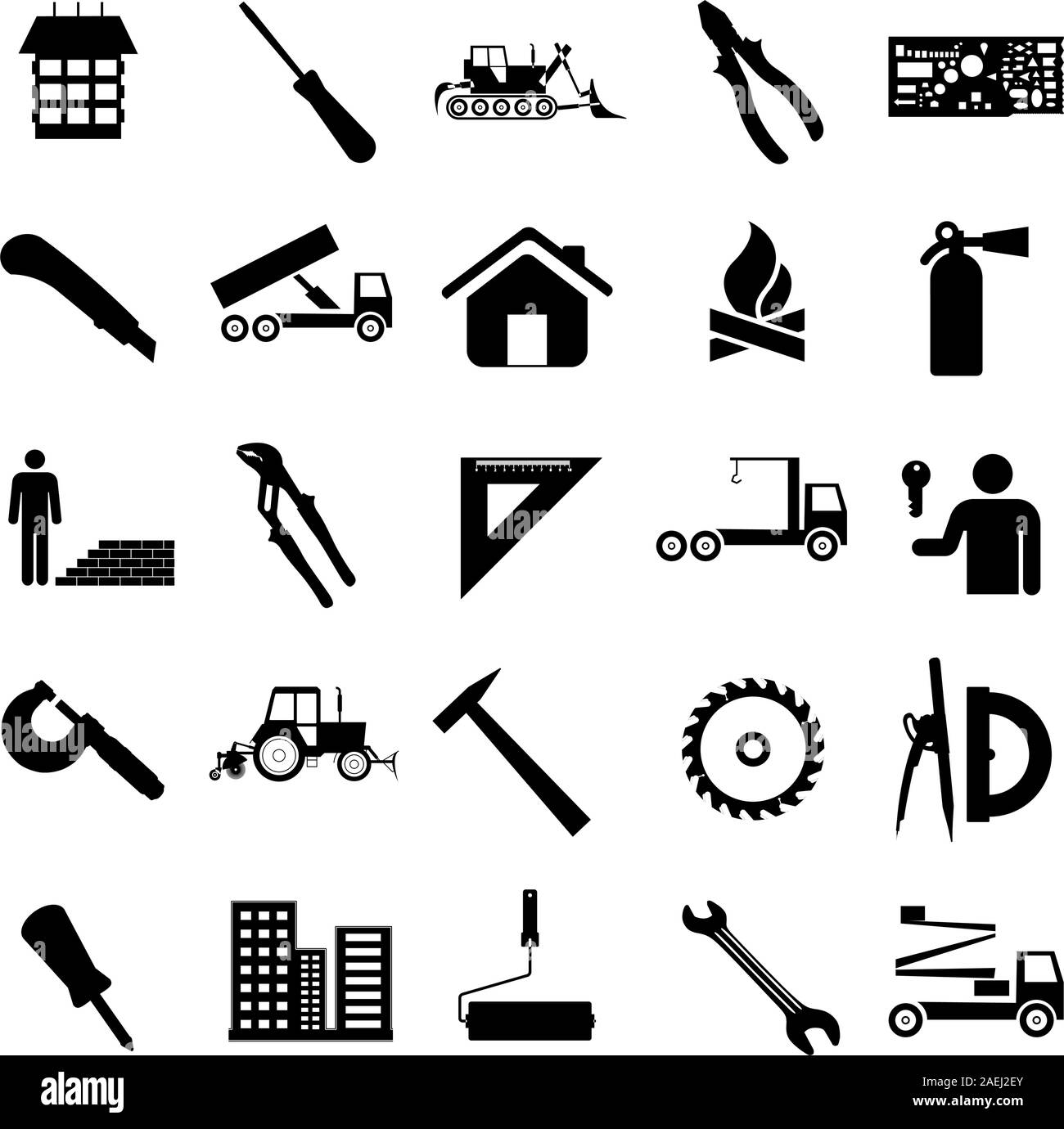Collection flat icons. Construction symbols. Vector illustration Stock ...