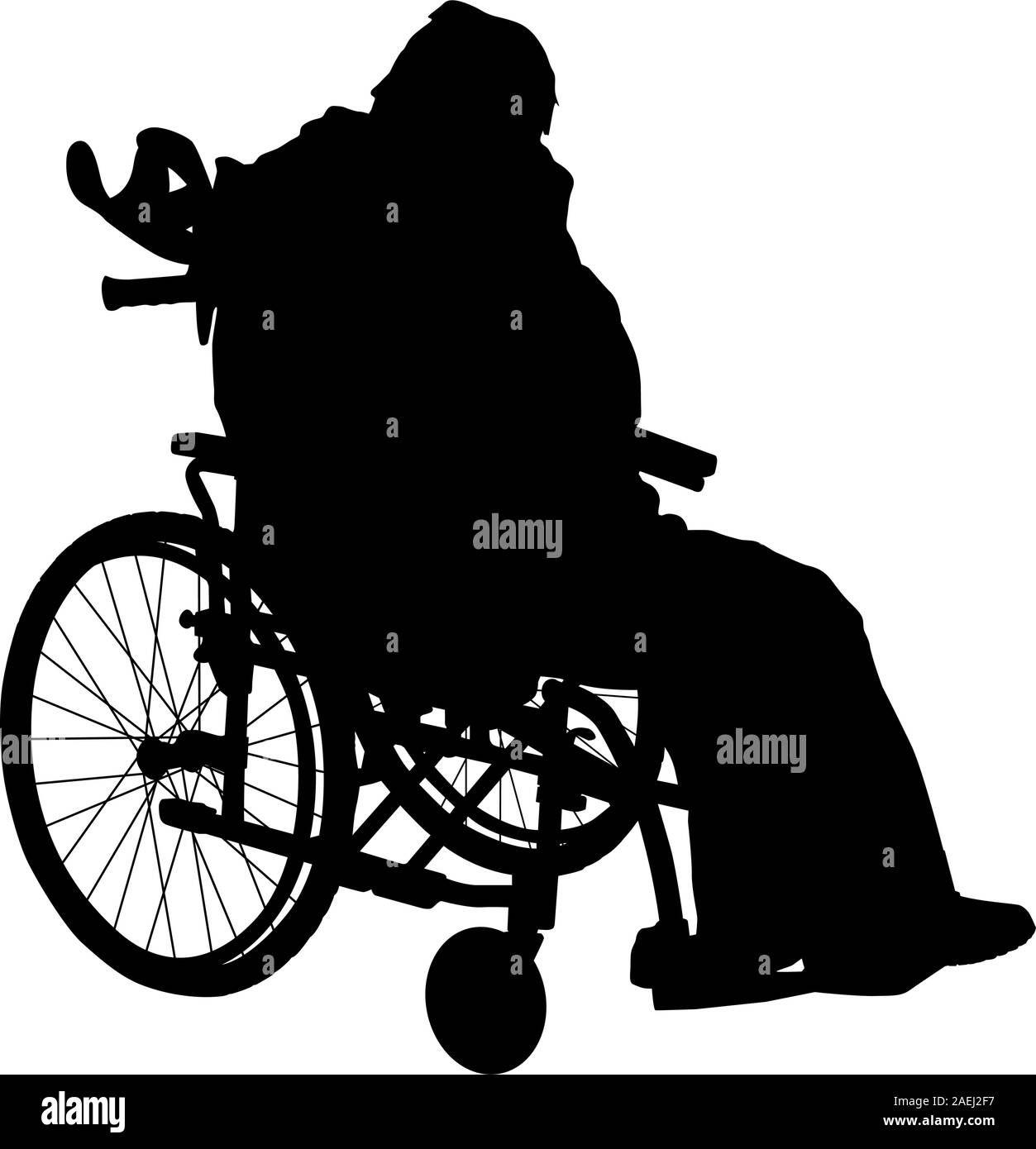 One handicapped man in wheelchair silhouette. Vector illustration Stock ...