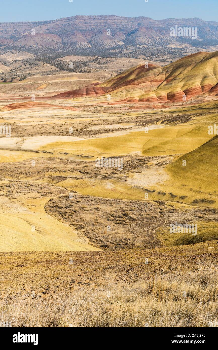 Views of the arid and colorful landscape of Painted Hills Stock Photo ...