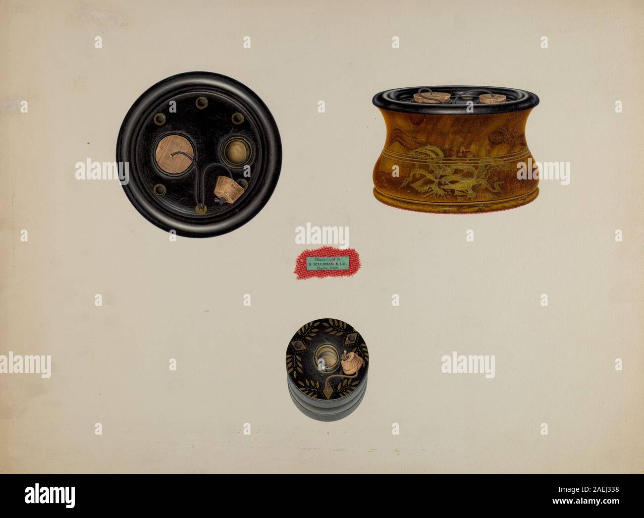 Lawrence Flynn, Stencilled Inkwells, c 1940 Stencilled Inkwells; c ...