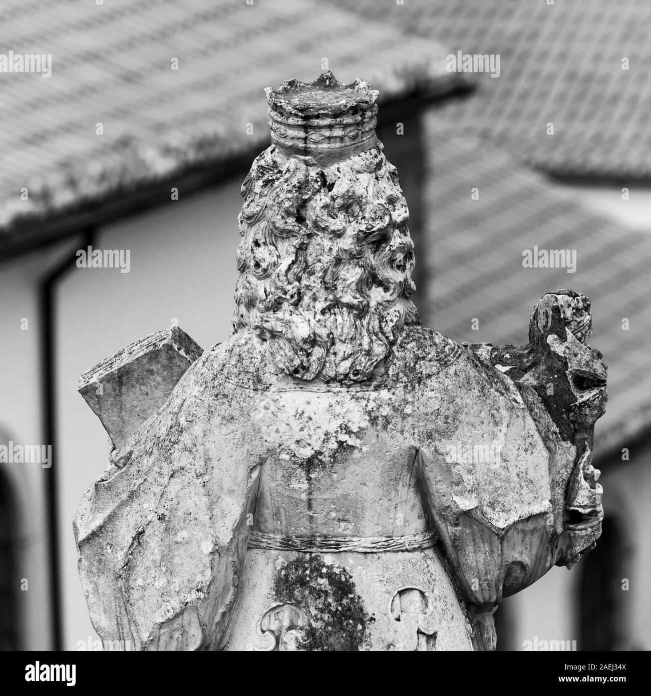 Rear view of a statue, Coimbra, Portugal Stock Photo - Alamy