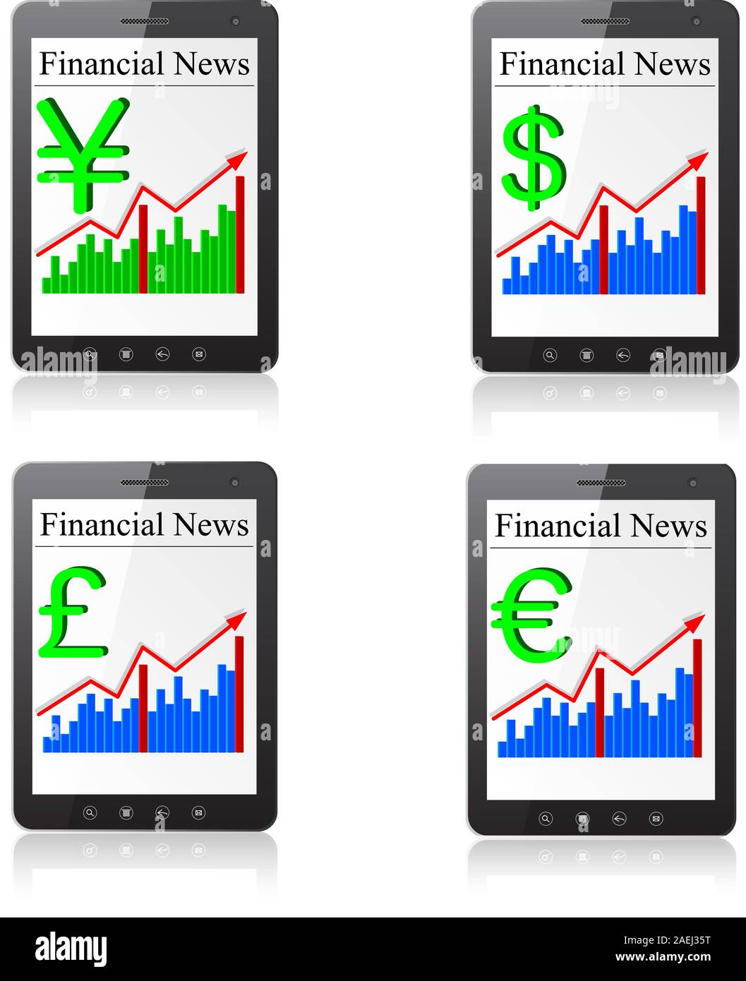 Financial News on Tablet PC. Isolated on white. Vector illustration ...