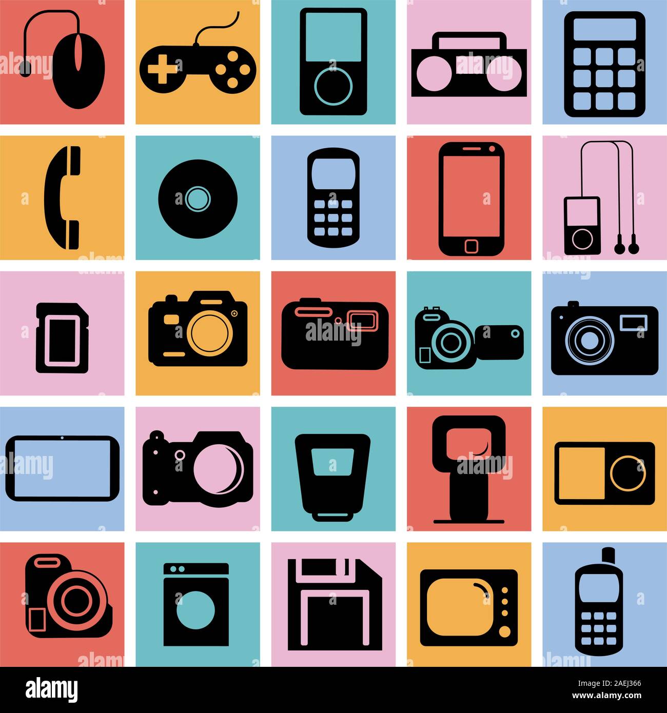 Collection flat icons with long shadow. Multimedia symbols. Vector ...