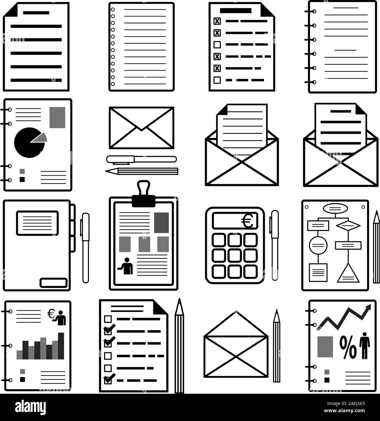 Statistics and analytics file icons. Vector illustration Stock Vector ...
