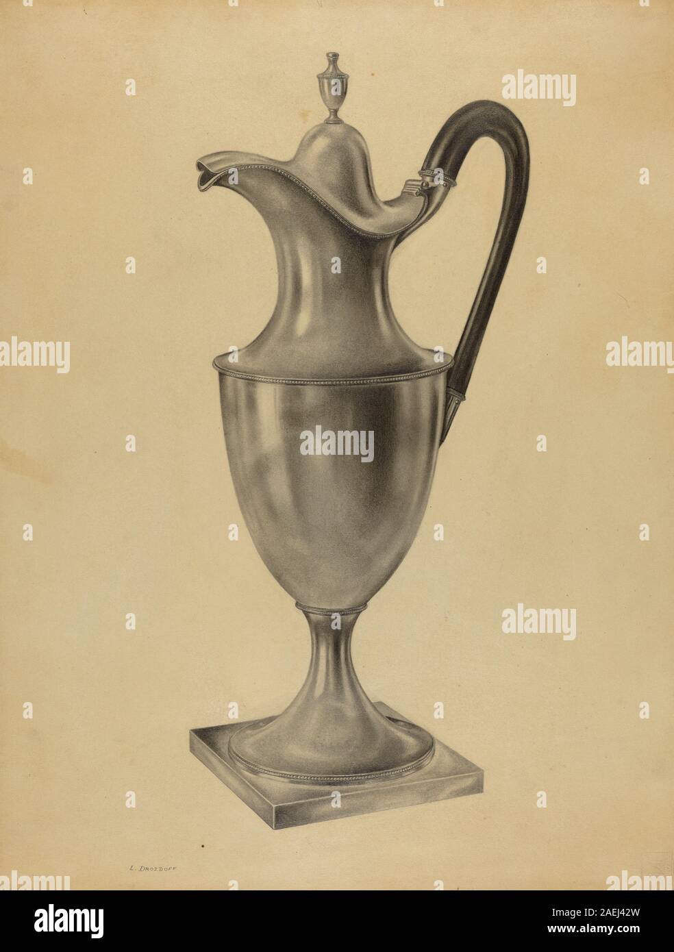 Silver hot water pot made by Leo Drozdoff around 1938, metal container ...