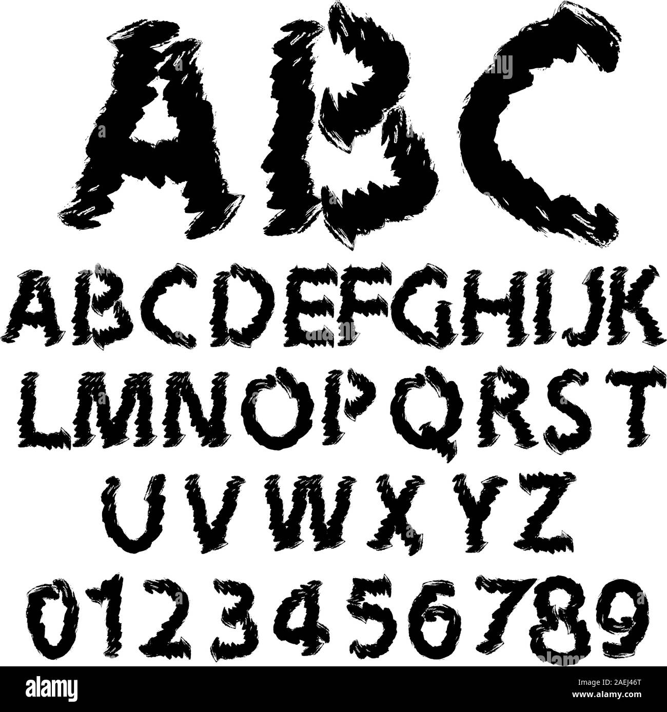 Hand drawing alphabet vector illustration set in black ink Stock Vector ...