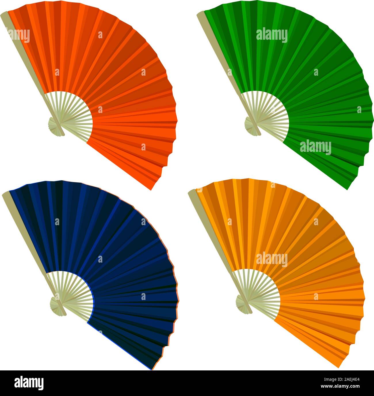 Set traditional Folding Fans. Vector illustration Stock Vector Image ...
