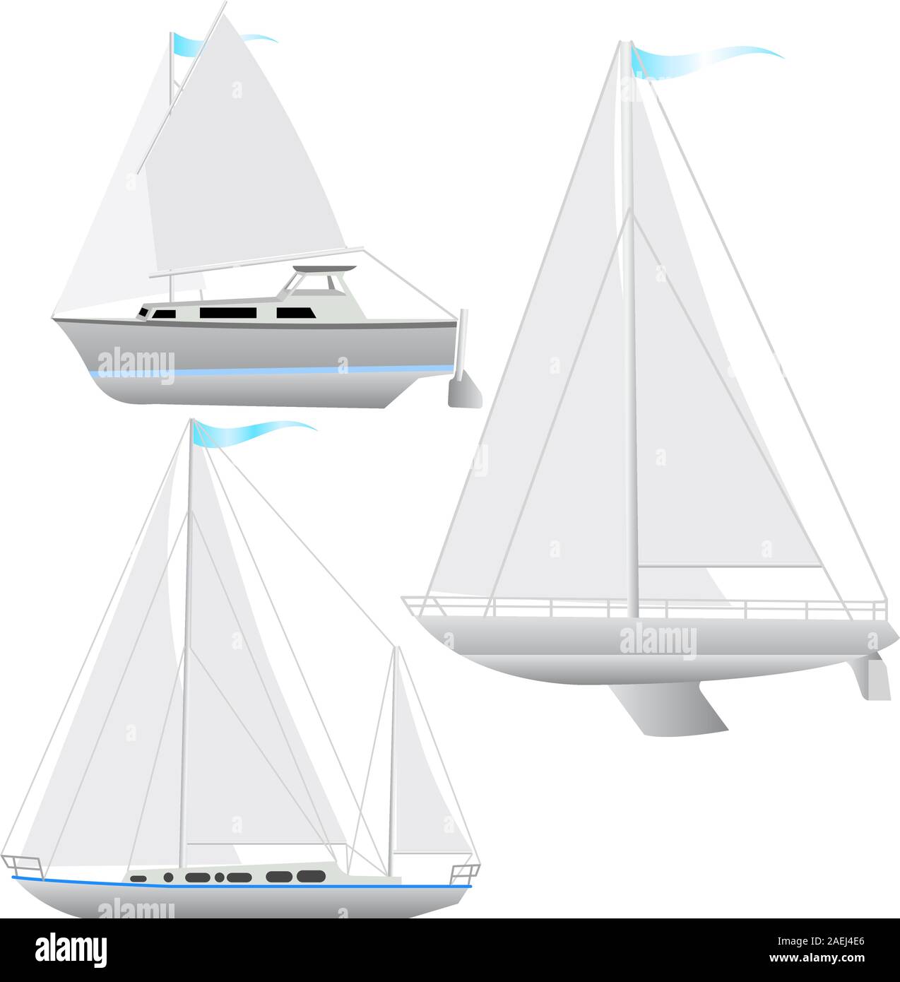 Set sailing boat floating. Vector illustration Stock Vector Image & Art - Alamy