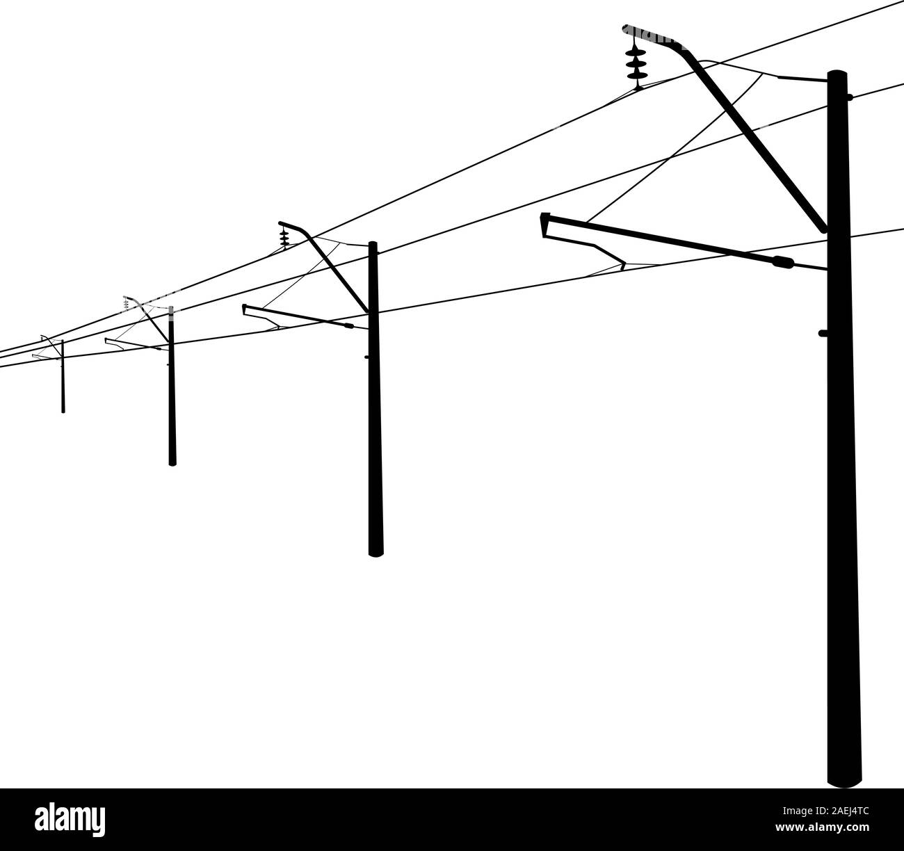 Railroad overhead lines. Contact wire. Vector illustration Stock Vector ...
