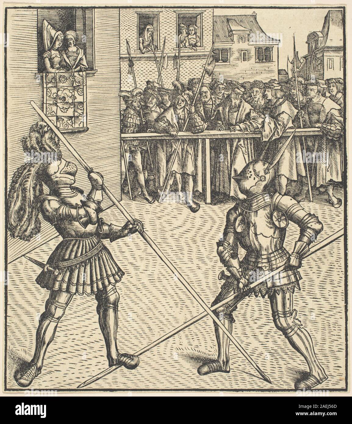 Painting by Leonhard Beck, 1514-1516, depicting a tournament during a ...