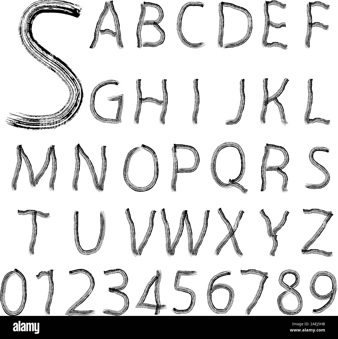 Hand drawing alphabet vector illustration set in black ink Stock Vector ...