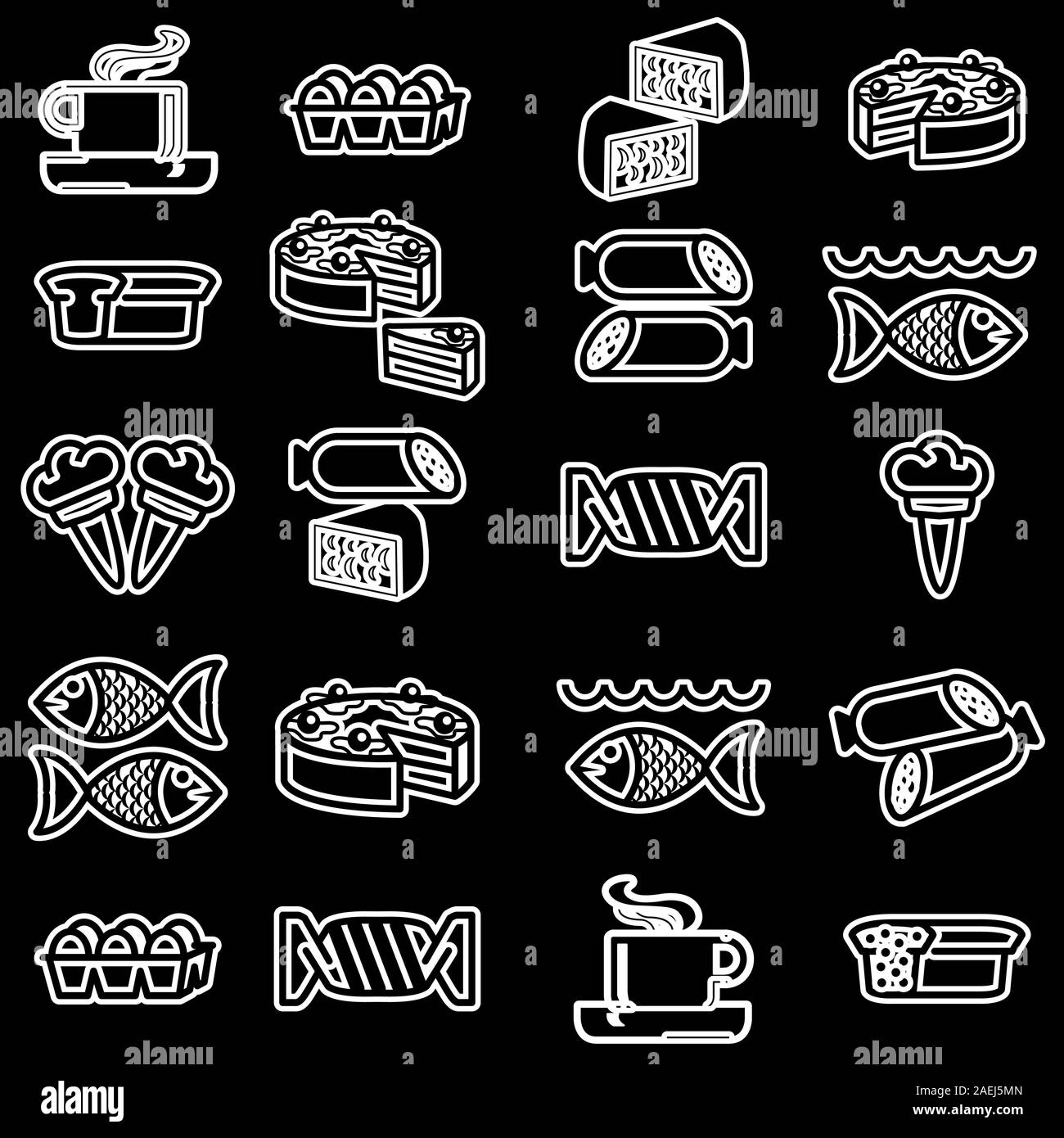 Icons set on theme Black and White Stock Photos & Images - Alamy