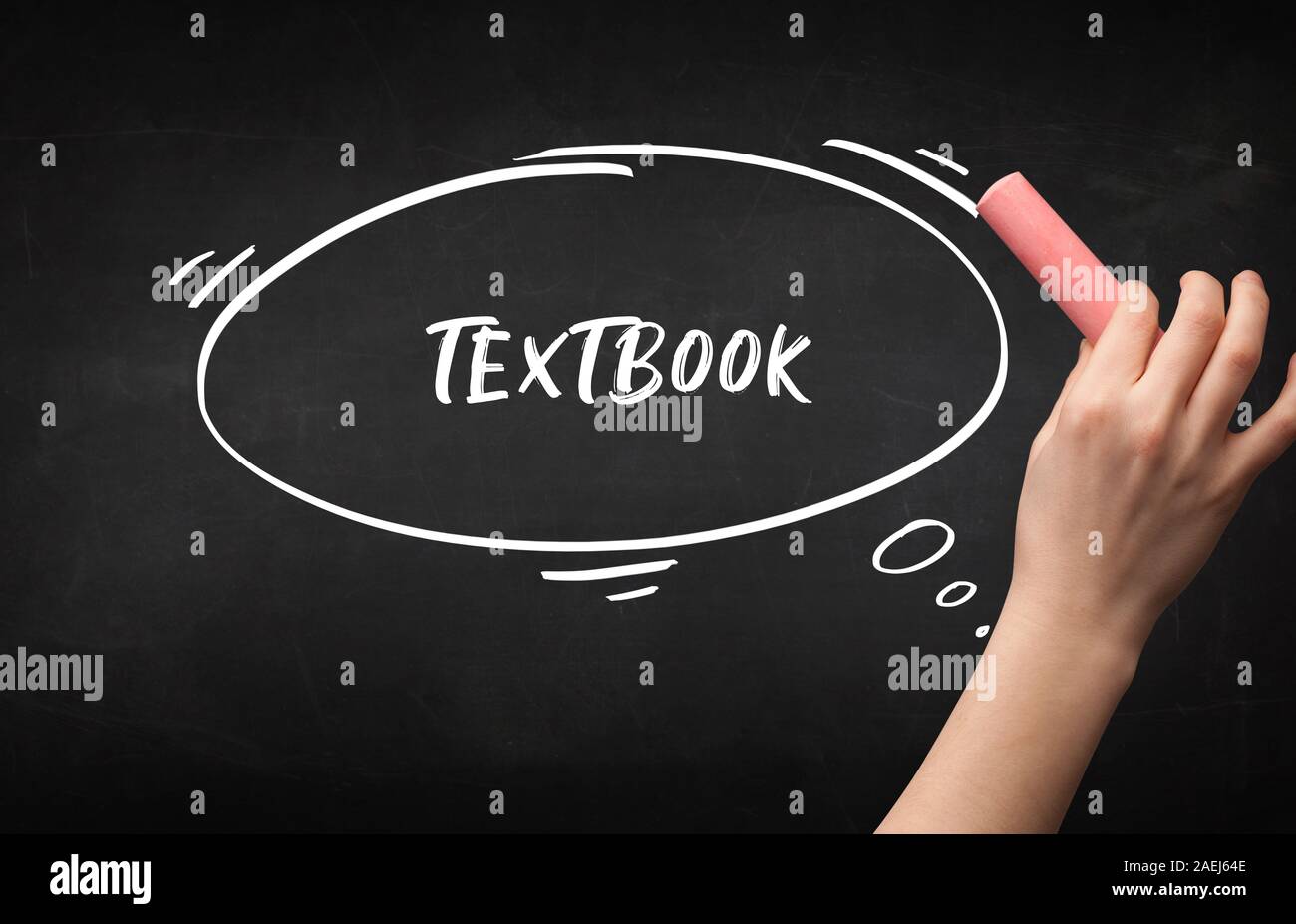 Hand Drawing Textbook Inscription With White Chalk On Blackboard