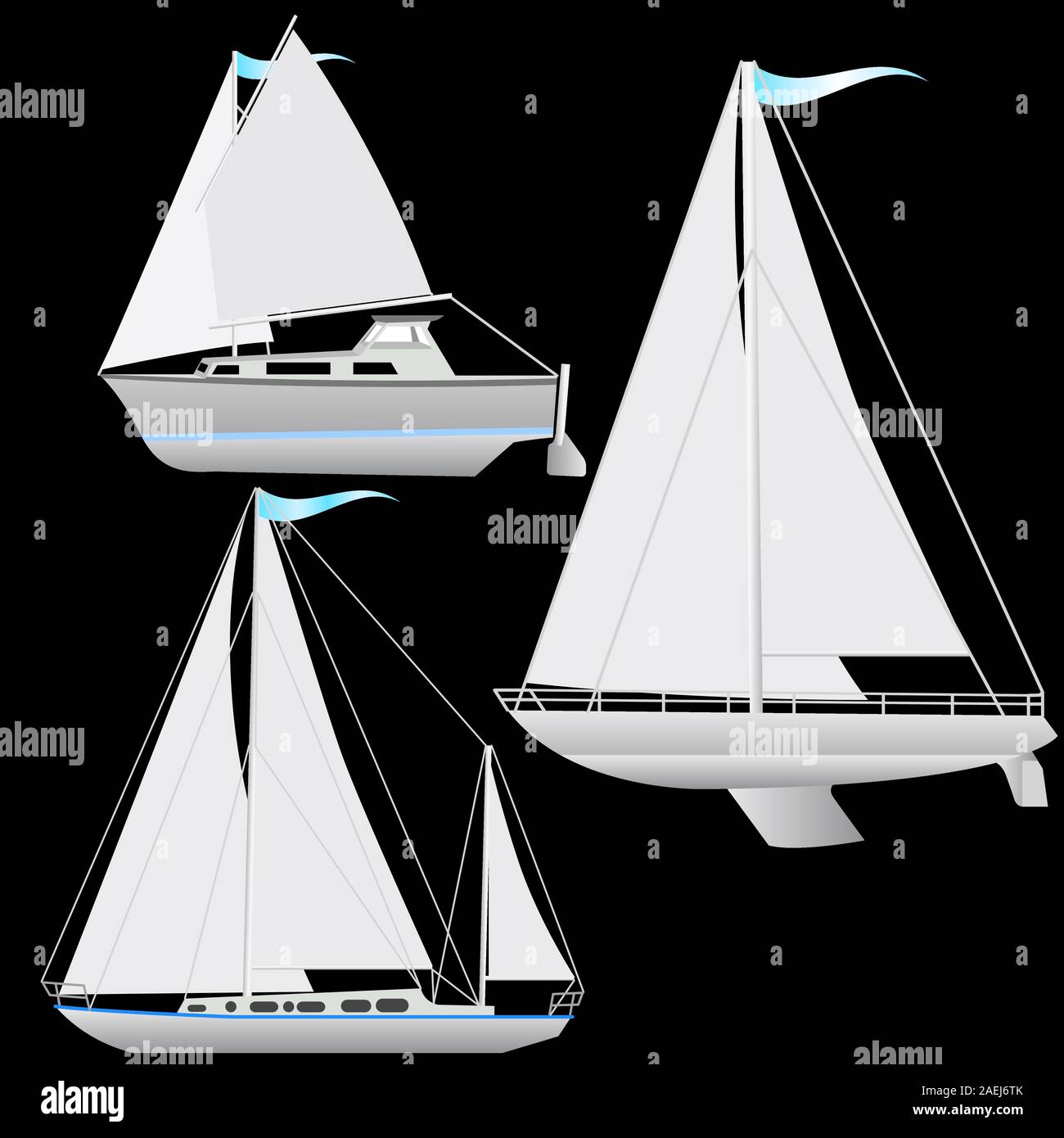 Set sailing boat floating. Vector illustration Stock Vector Image & Art - Alamy