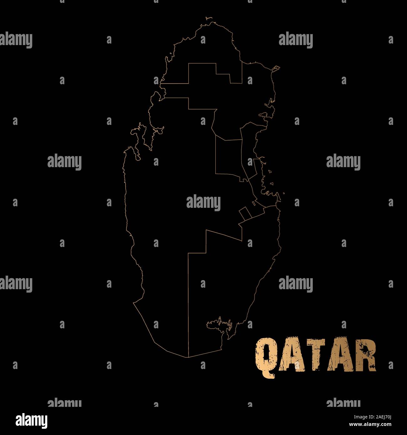 Modern qatar map golden outline vector background. Perfect for greeting ...