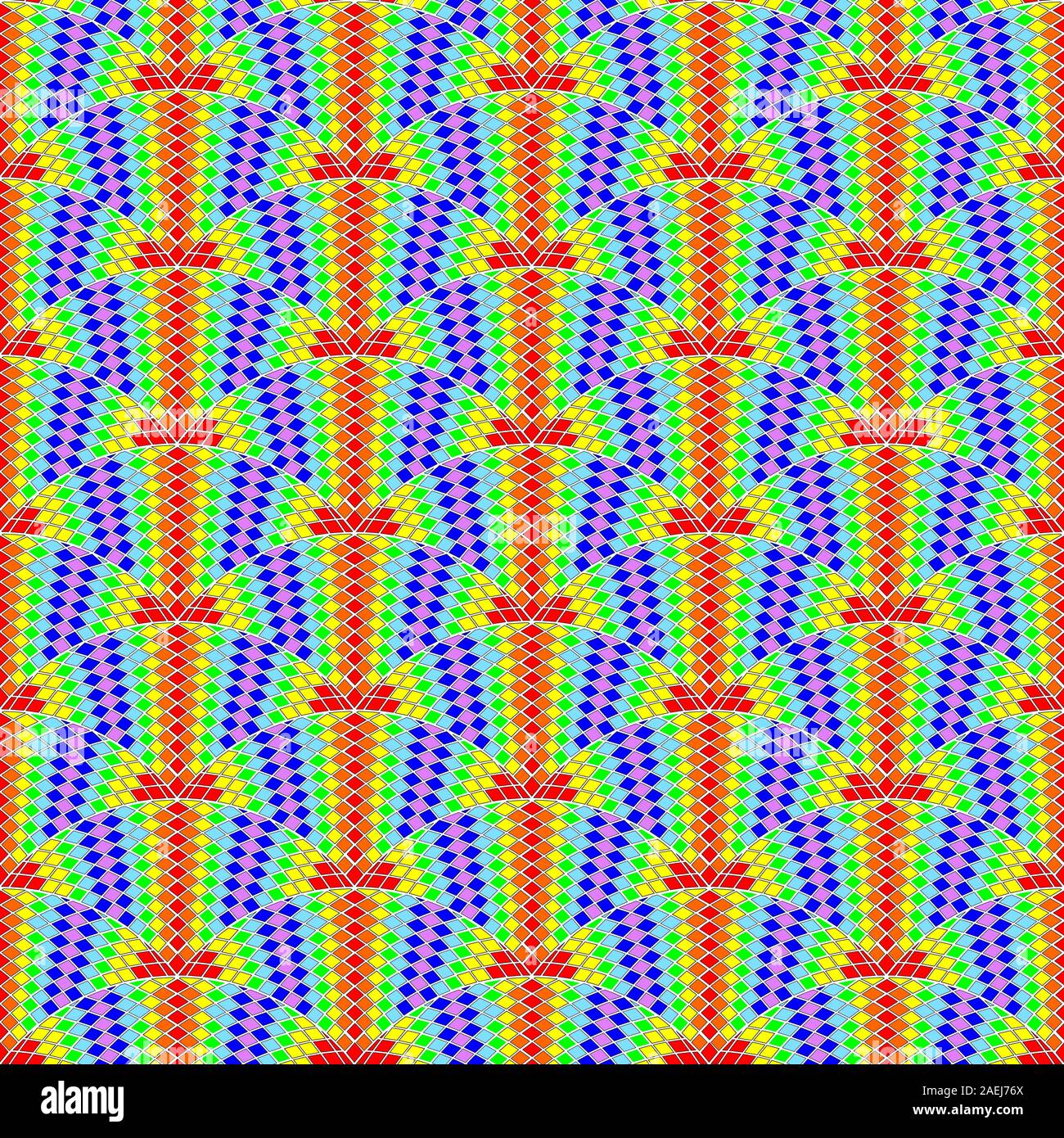 Rainbow mosaic composed of small squares. Seamless pattern . Color ...
