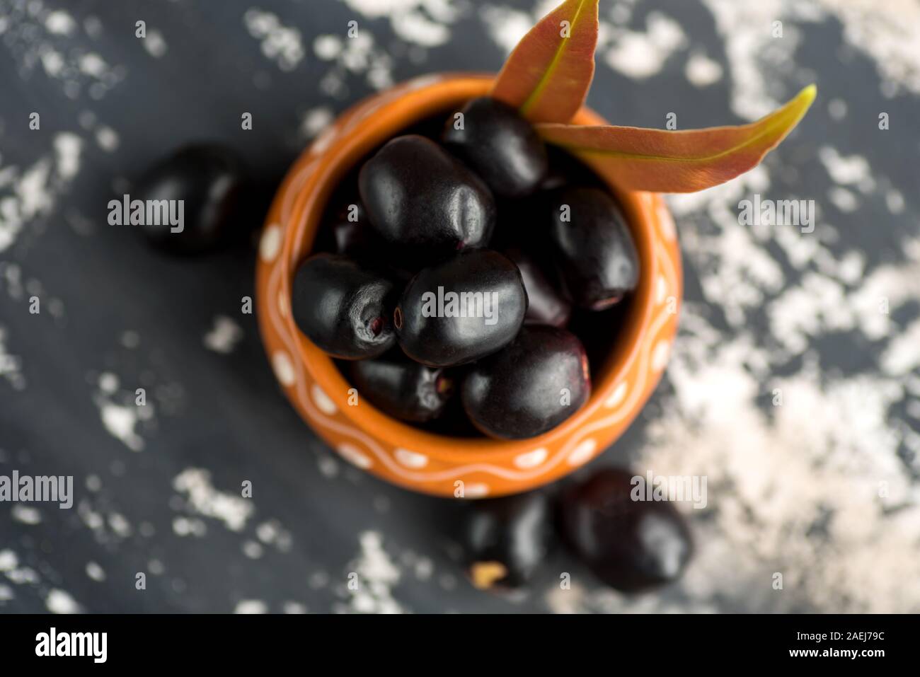 Jambolan plum or jambul or Jamun fruit, Java plum (Syzygium cumini ...