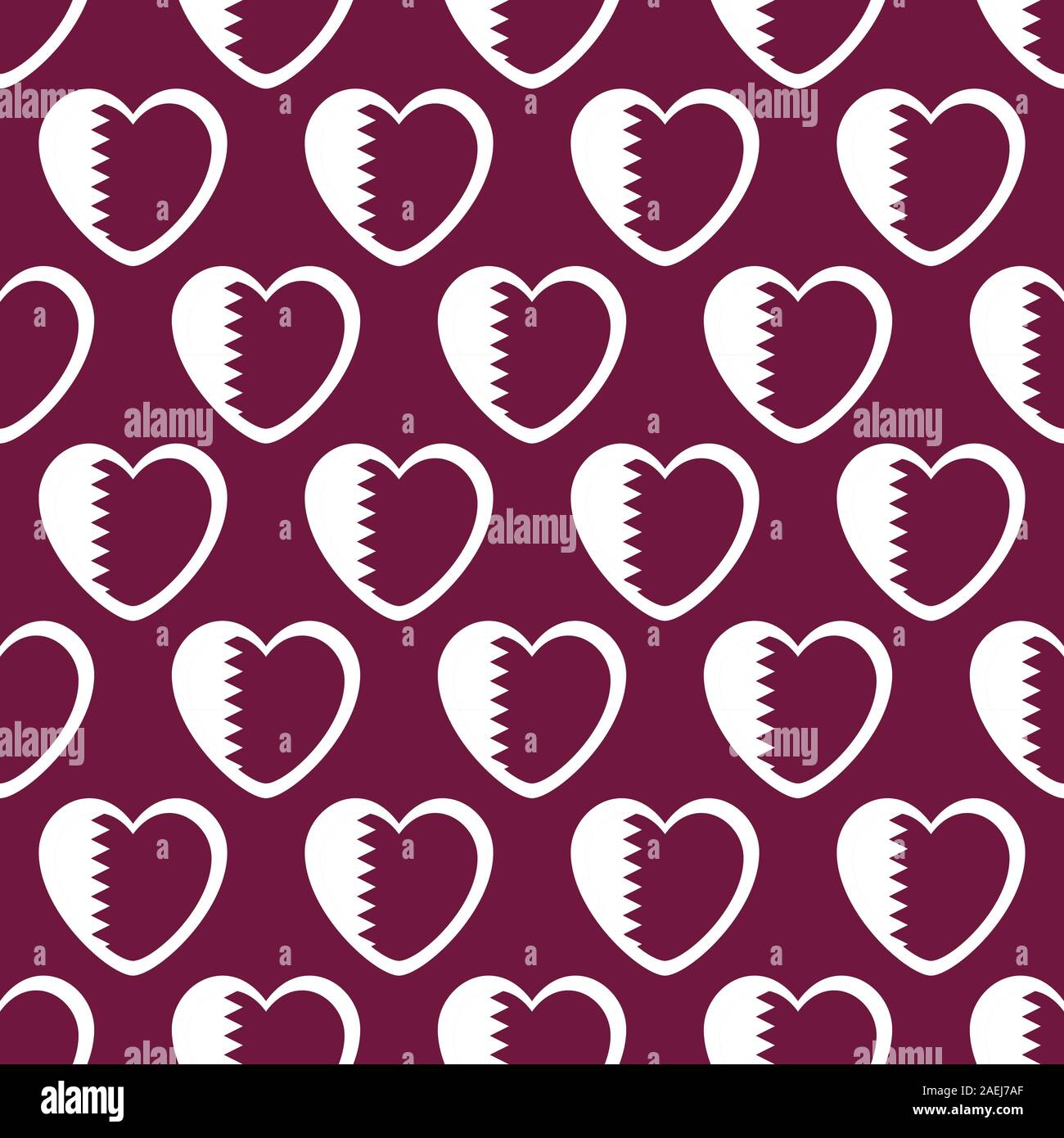 Qatar flag heart shape seamless pattern vector background Stock Vector ...