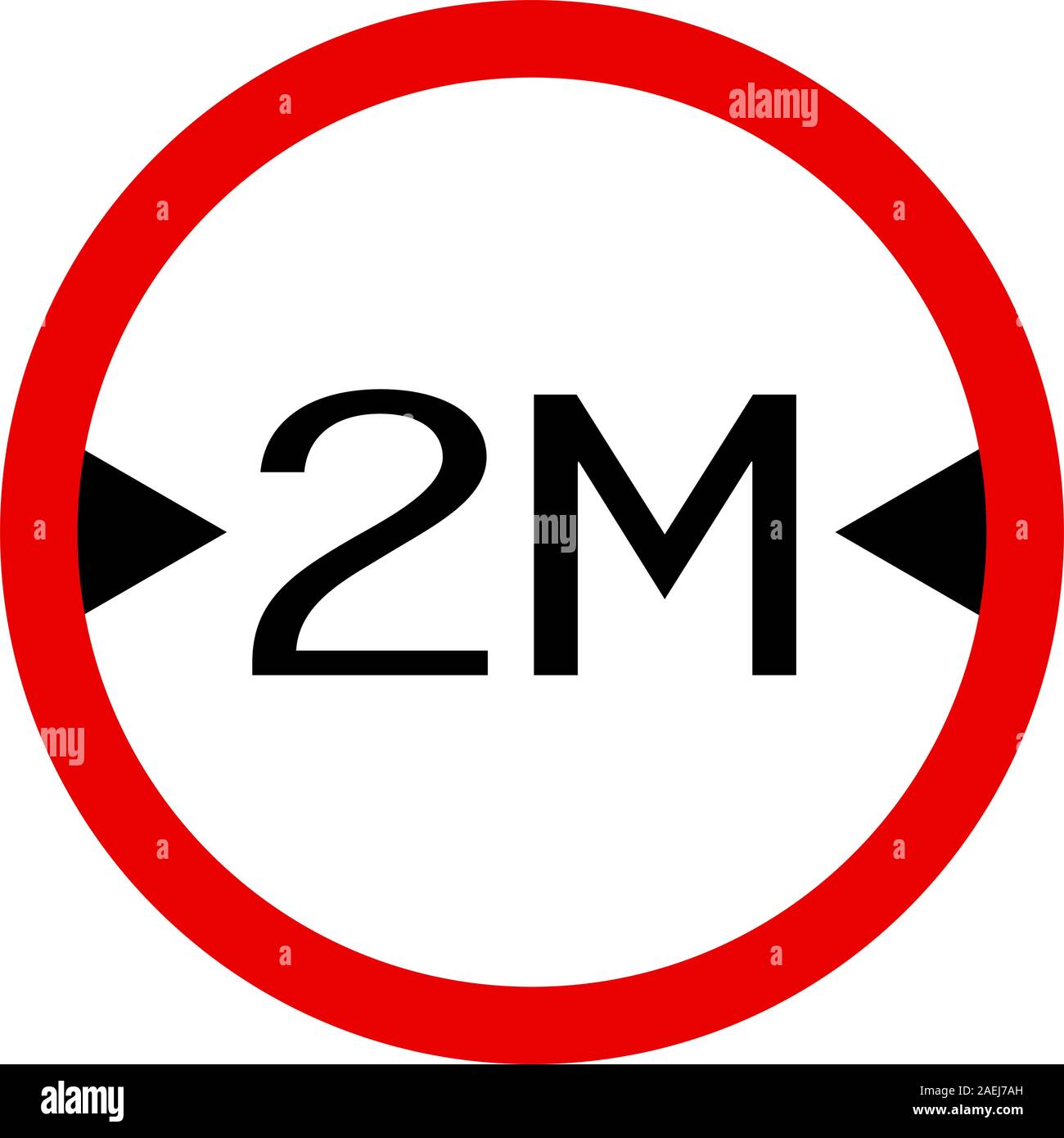 Traffic sign width limit 2 meters vector illustration. Red circle sign ...