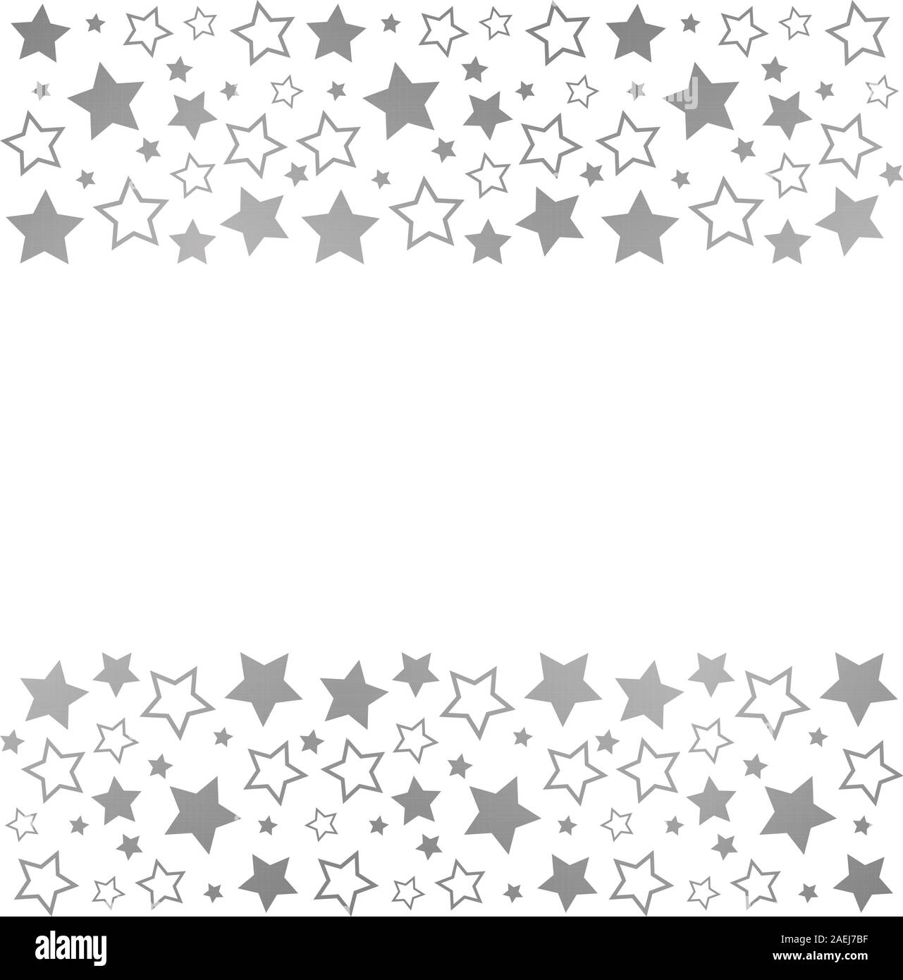Frame with blank space for text. Border of silver stars white ...