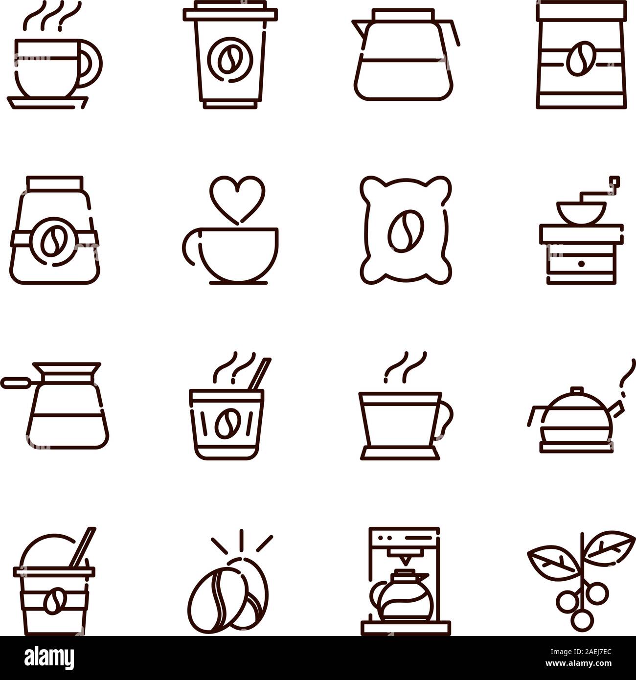 coffee fresh product maker machine and others icon line design vector ...
