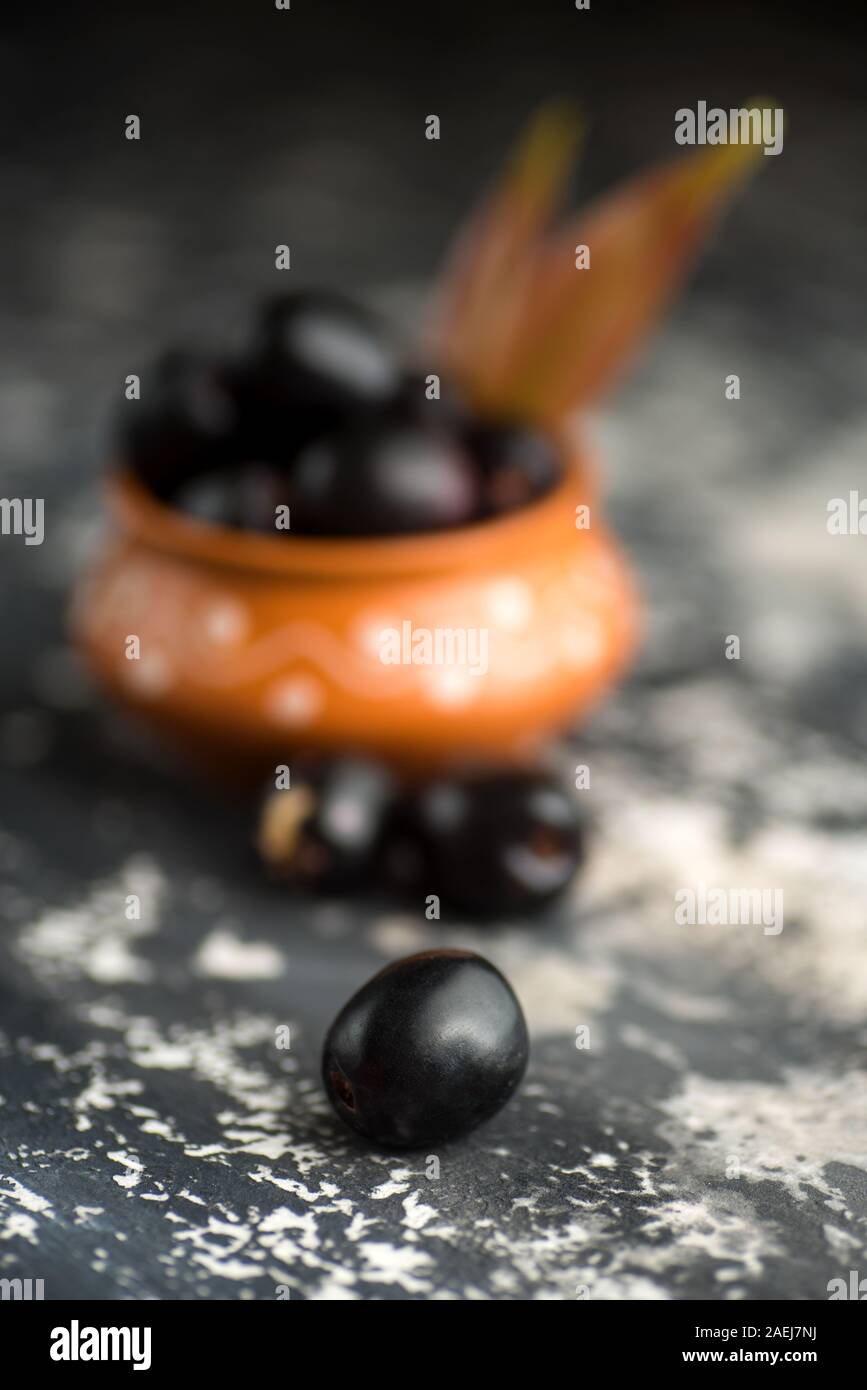 Jambolan plum or jambul or Jamun fruit, Java plum (Syzygium cumini ...