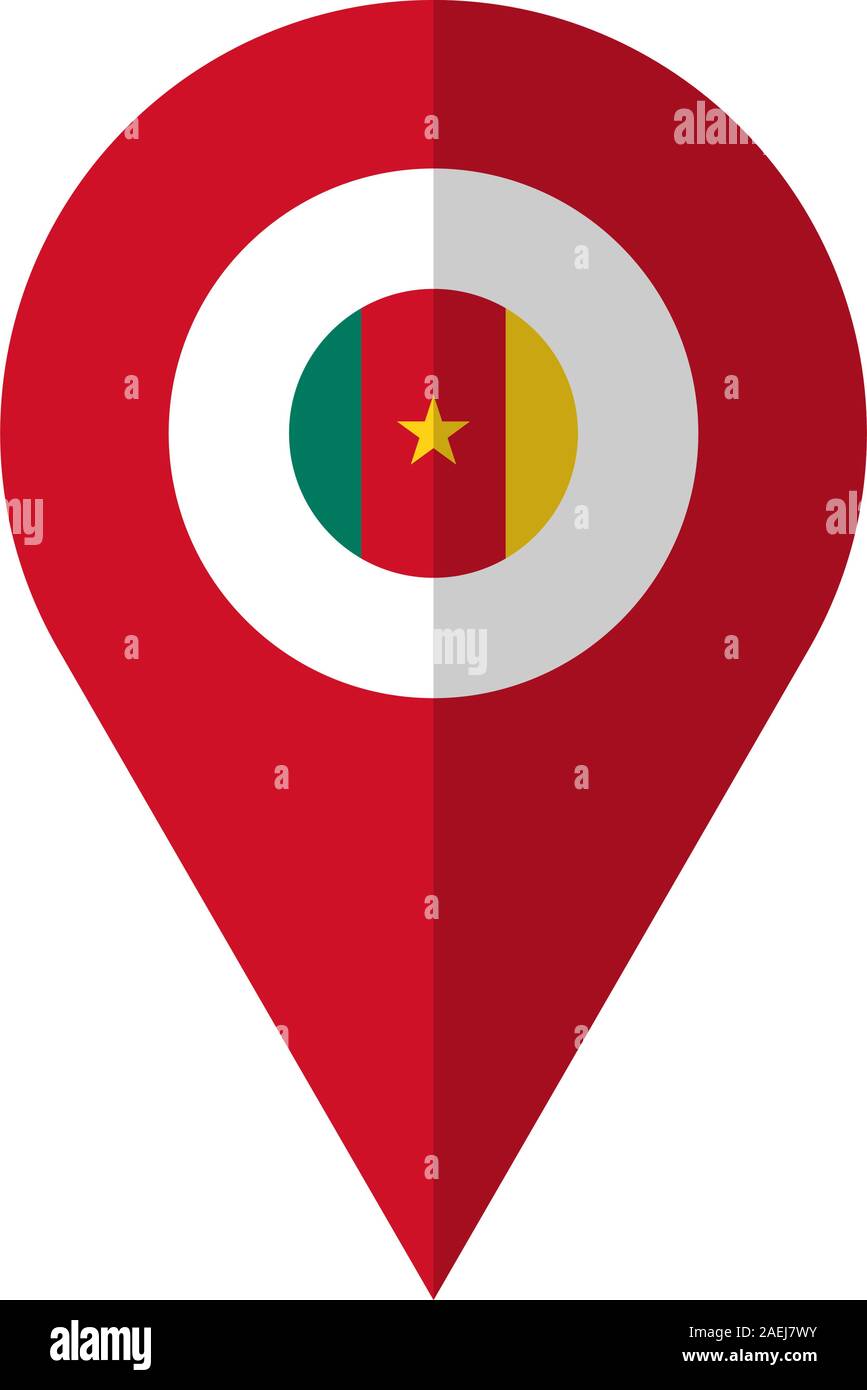 Cameroon round flag navigation pin vector illustration used to pin the ...