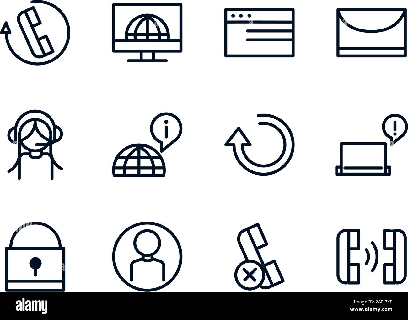 call center service business icons collection line vector illustration ...