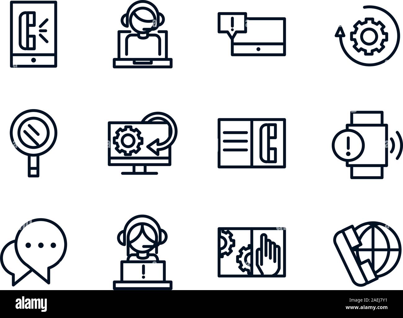 call center service business icons collection line vector illustration ...