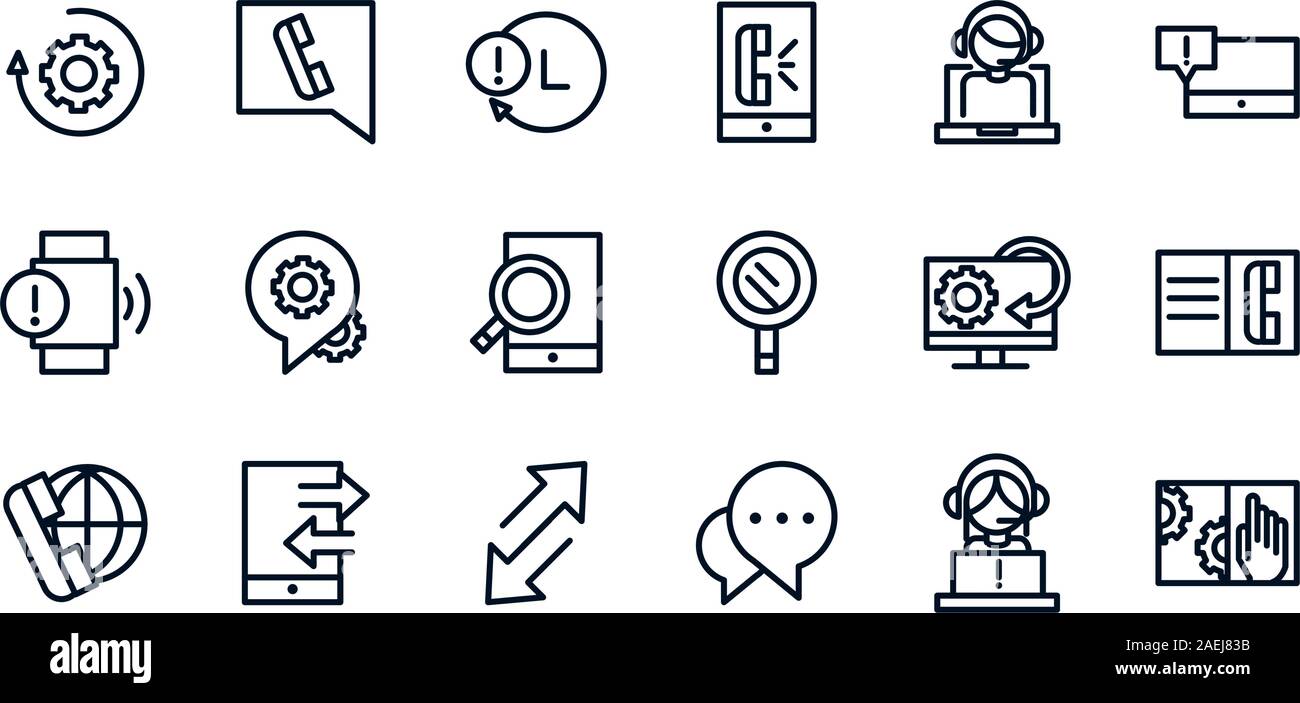 call center service business icons collection line vector illustration ...