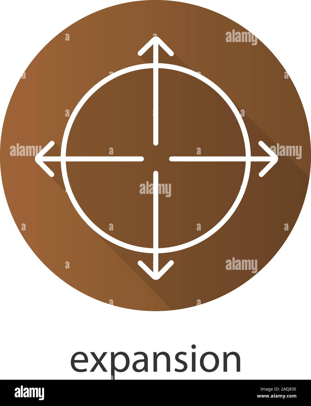 Expansion flat linear long shadow icon. Expand abstract metaphor ...