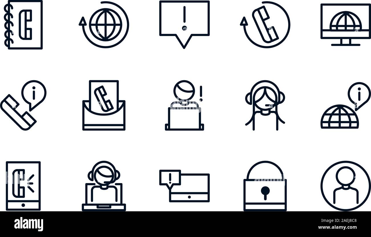 call center service business icons collection line vector illustration ...
