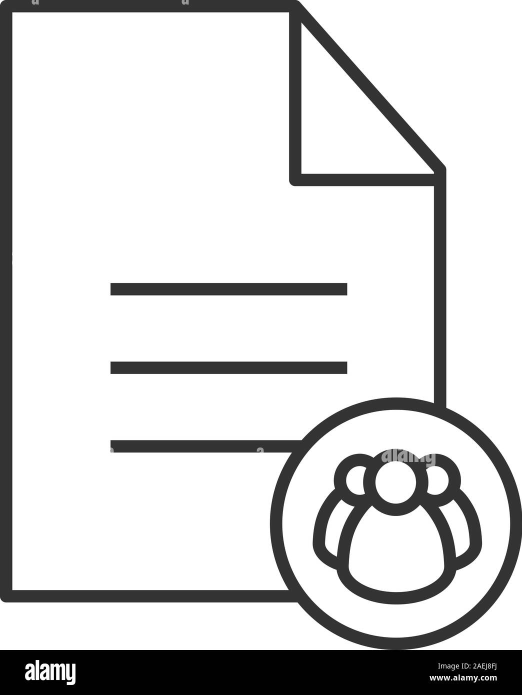 Petition linear icon. Thin line illustration. Text file with group of ...