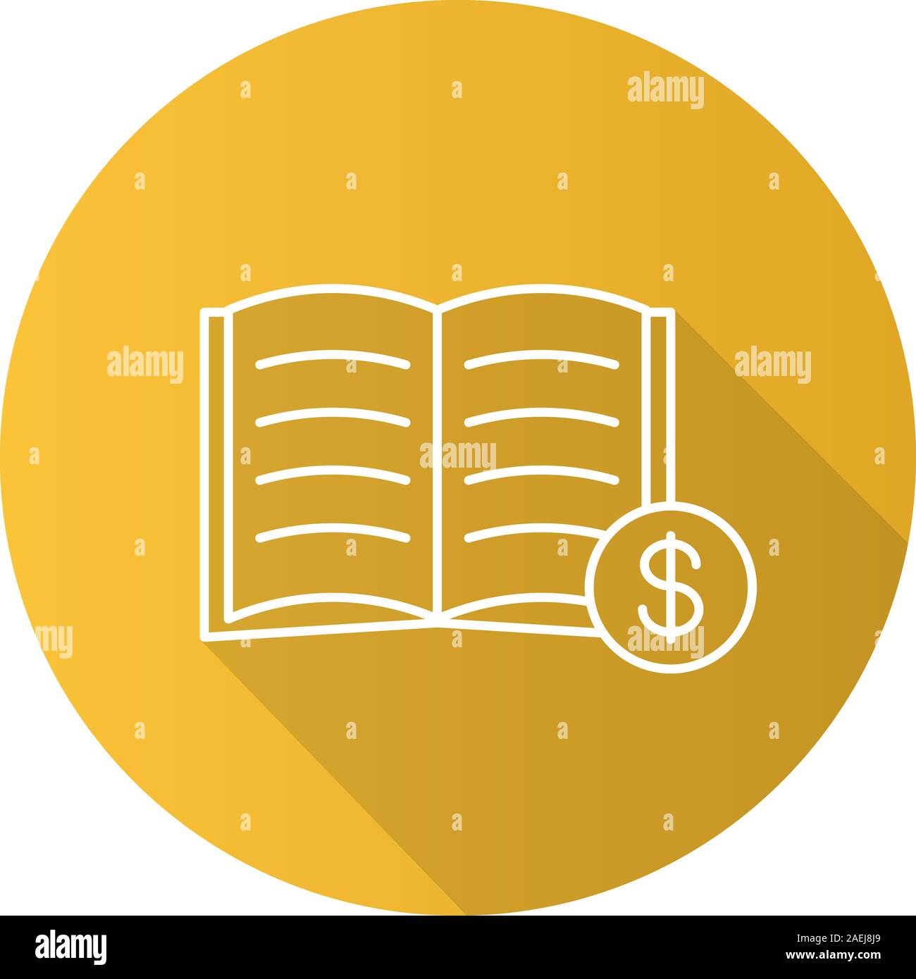 Buy book flat linear long shadow icon. Bookstore. Textbook with dollar ...