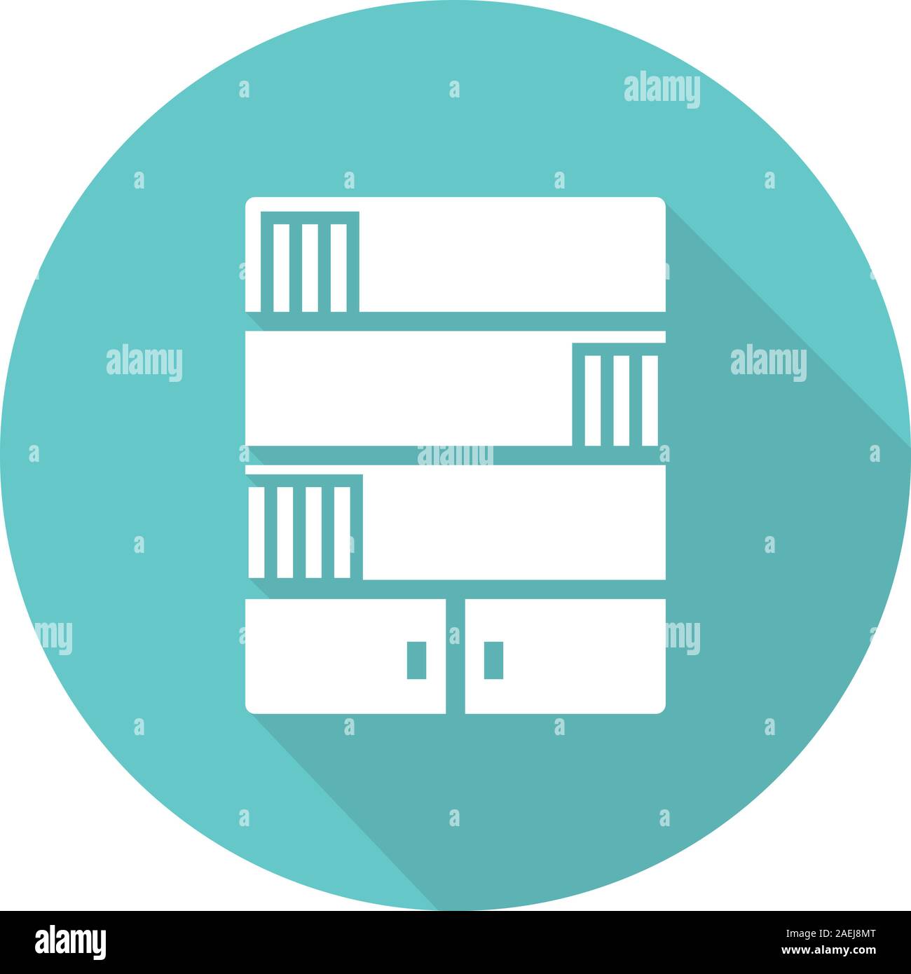 Bookcase flat design long shadow glyph icon. Bookshelves. Vector ...