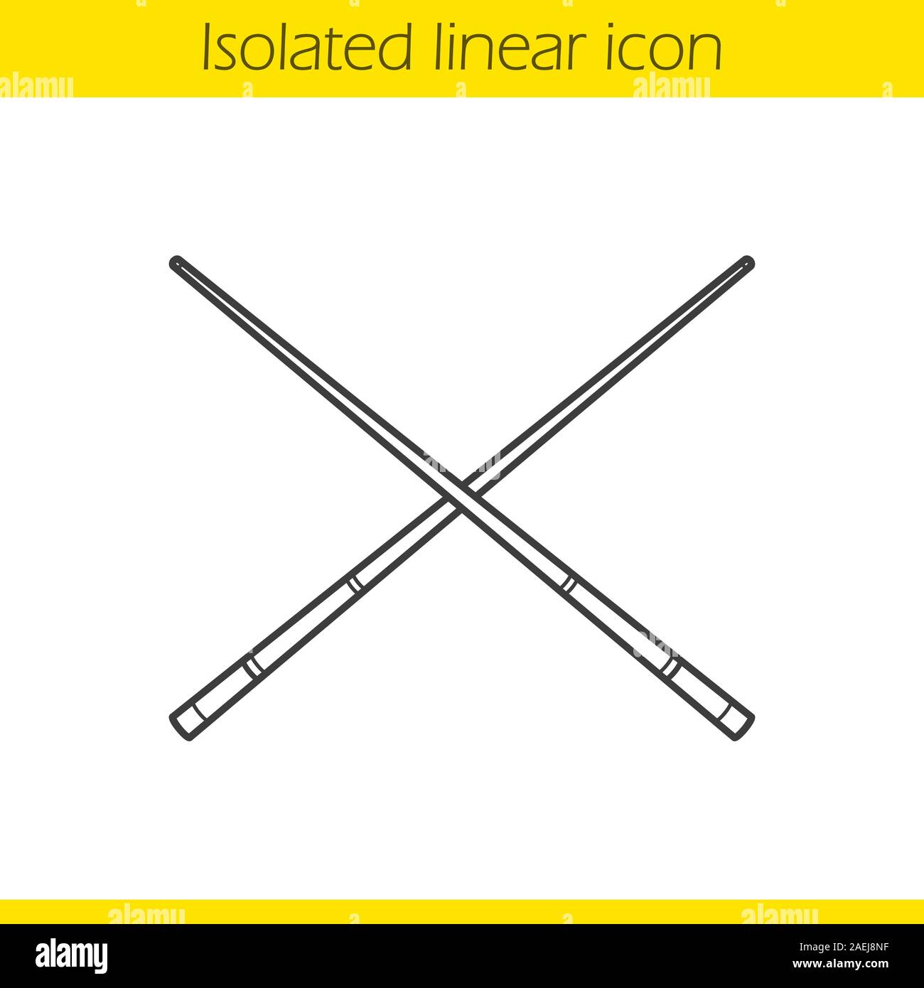 Crossed billiard cues linear icon. Thin line illustration. Contour ...