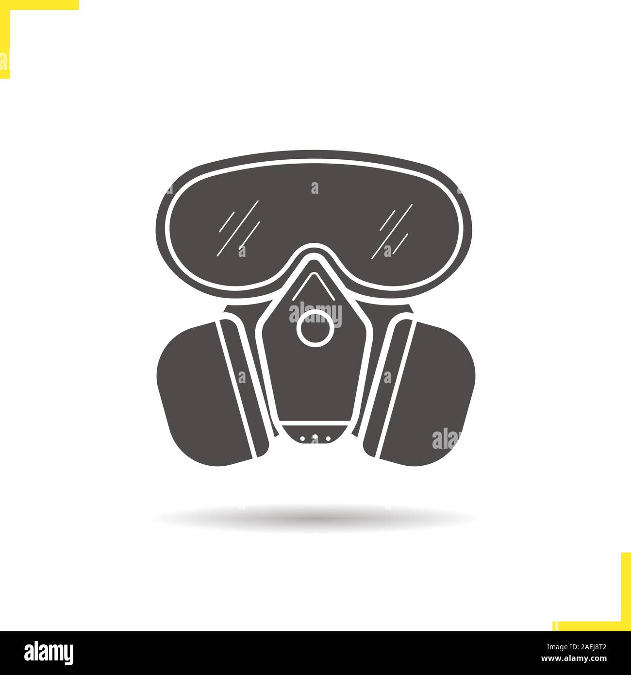 Gas mask glyph icon. Drop shadow silhouette symbol. Chemical lab ...