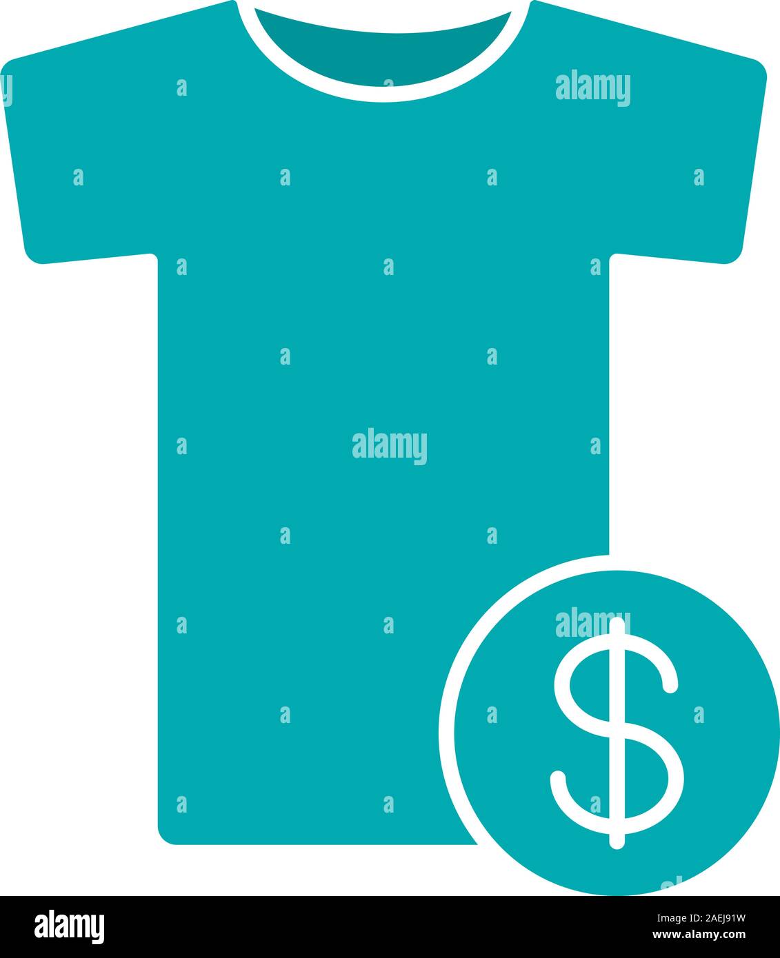 Buy clothes glyph color icon. T-shirt with dollar sign. Silhouette ...
