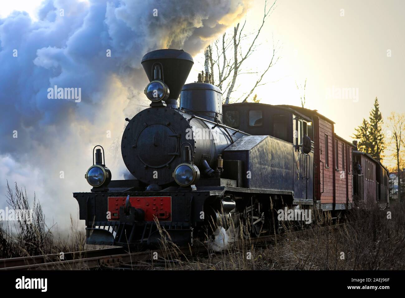 Birch wood fuelled steam locomotive HKR 5 Sohvi, manufactured in ...
