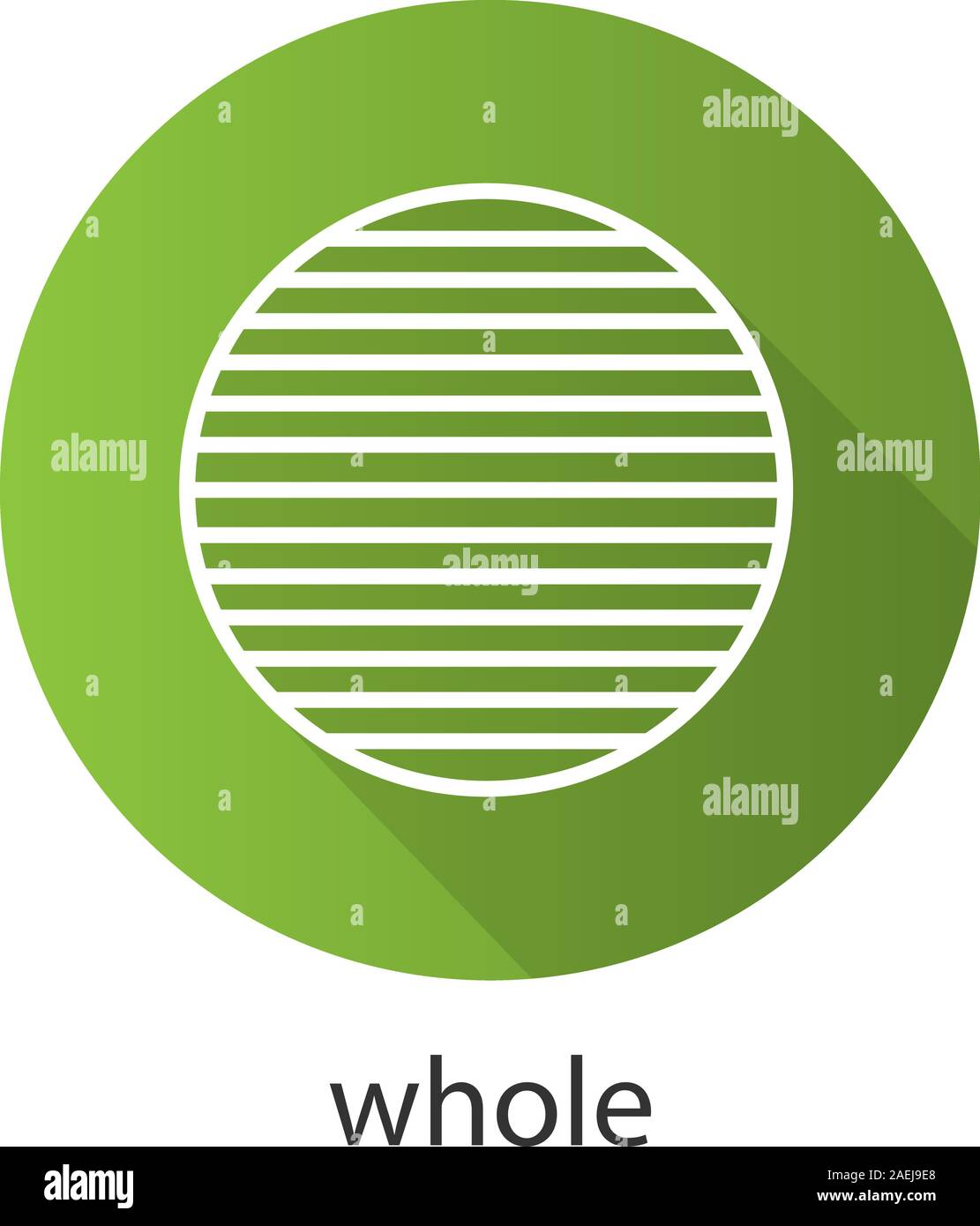 Whole symbol flat linear long shadow icon. Sliced circle. Abstract ...