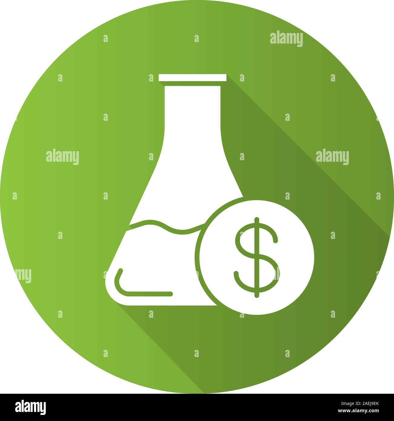 Research price flat design long shadow glyph icon. Chemical lab beaker ...