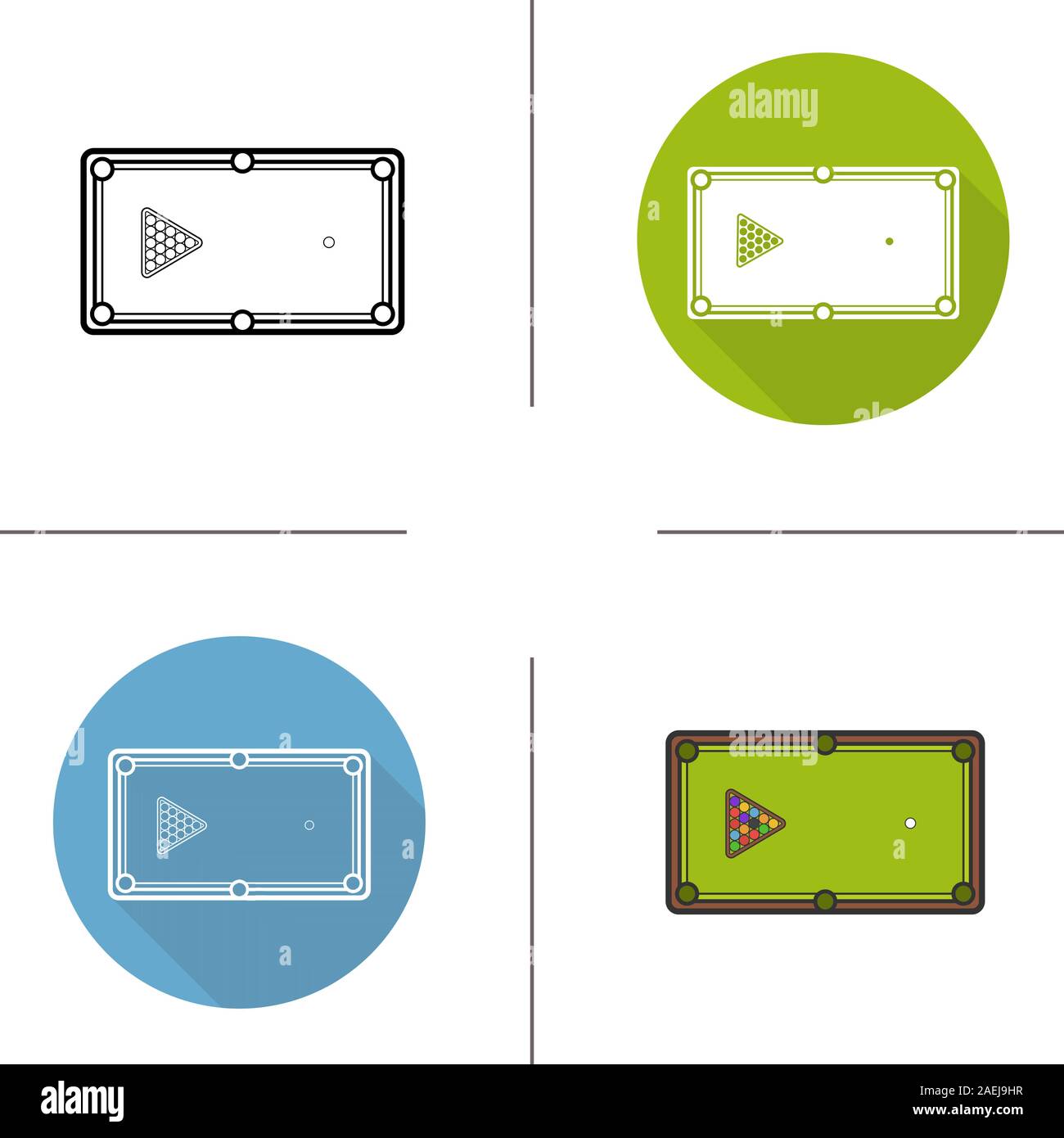 Billiard table icon. Flat design, linear and color styles. Pool table ...