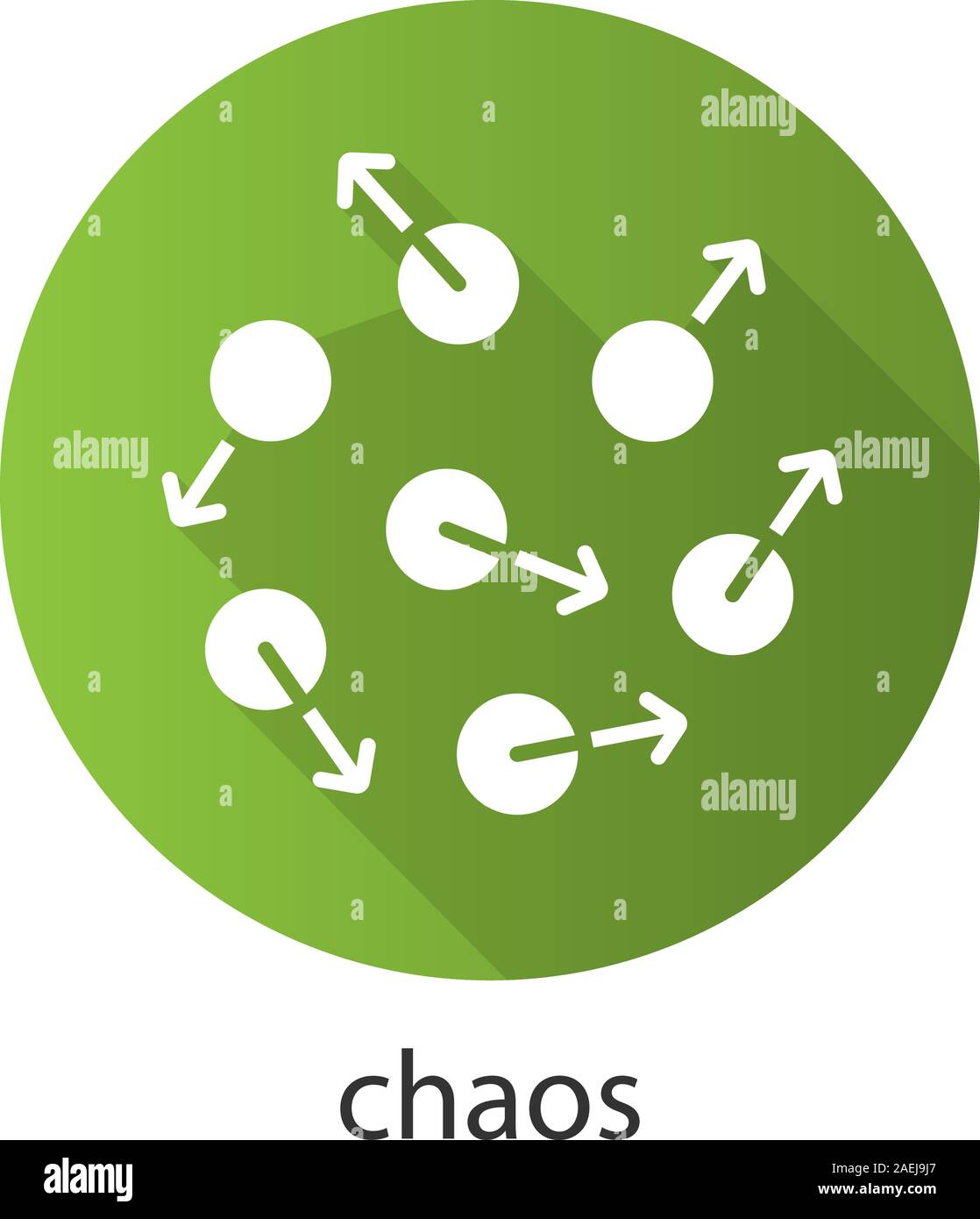 Chaos flat design long shadow glyph icon. Chaotic movement. Vector ...