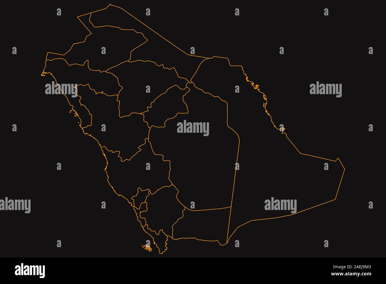 Saudi arabia golden outline map vector black background graphics design ...